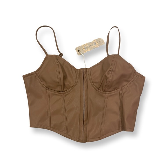 Iris Basic | Tops | Faux Leather Bustier Crop Top | Poshmark